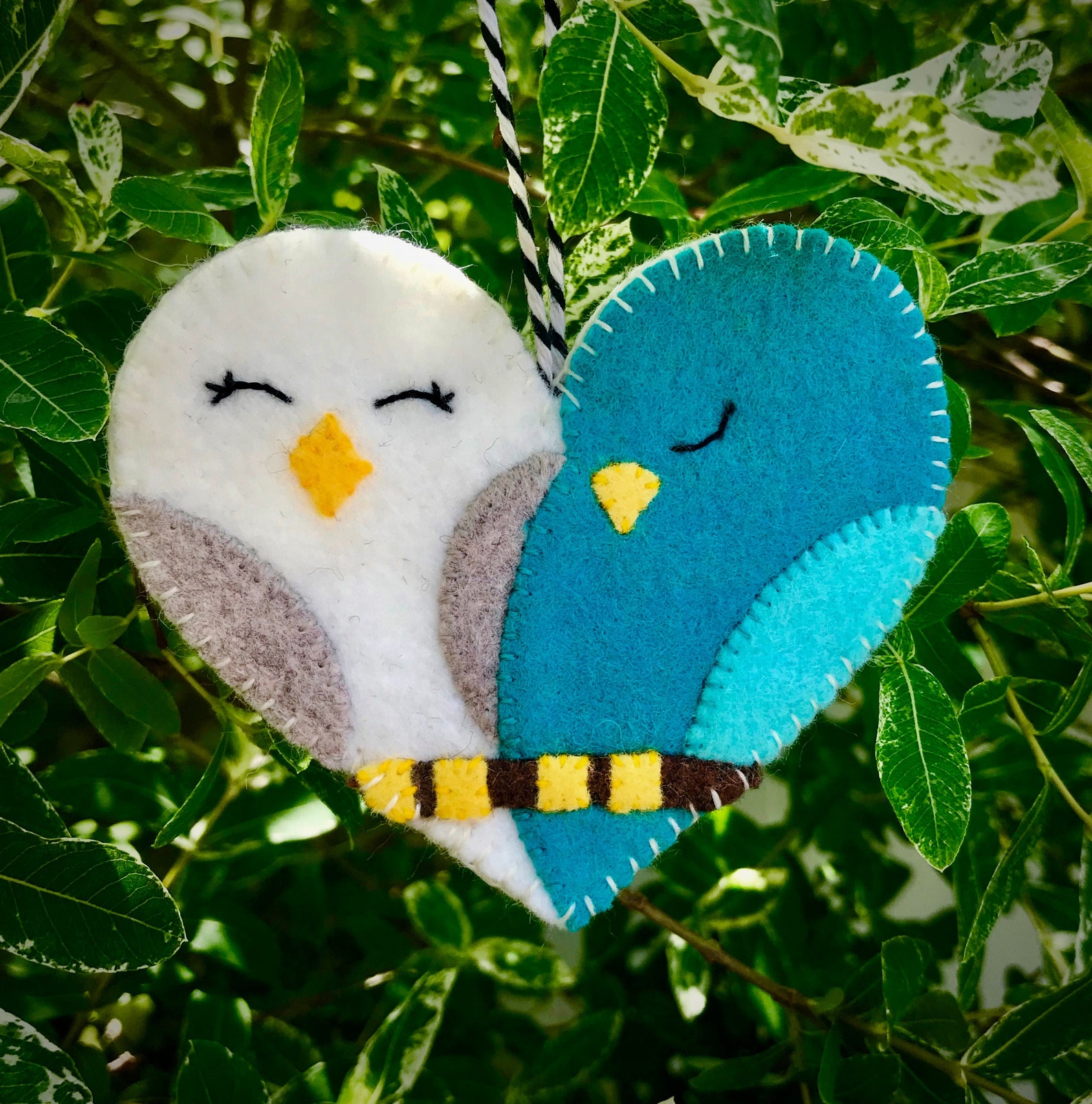 Love Birds Ornament/magnet Wool Felt Applique Handmade - Etsy