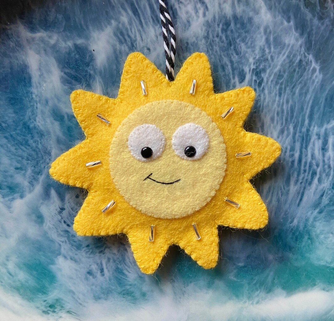 Sun Ornament, Sun Magnet, Wool Felt, Sunshine Ornament, Sunshine Magnet ...