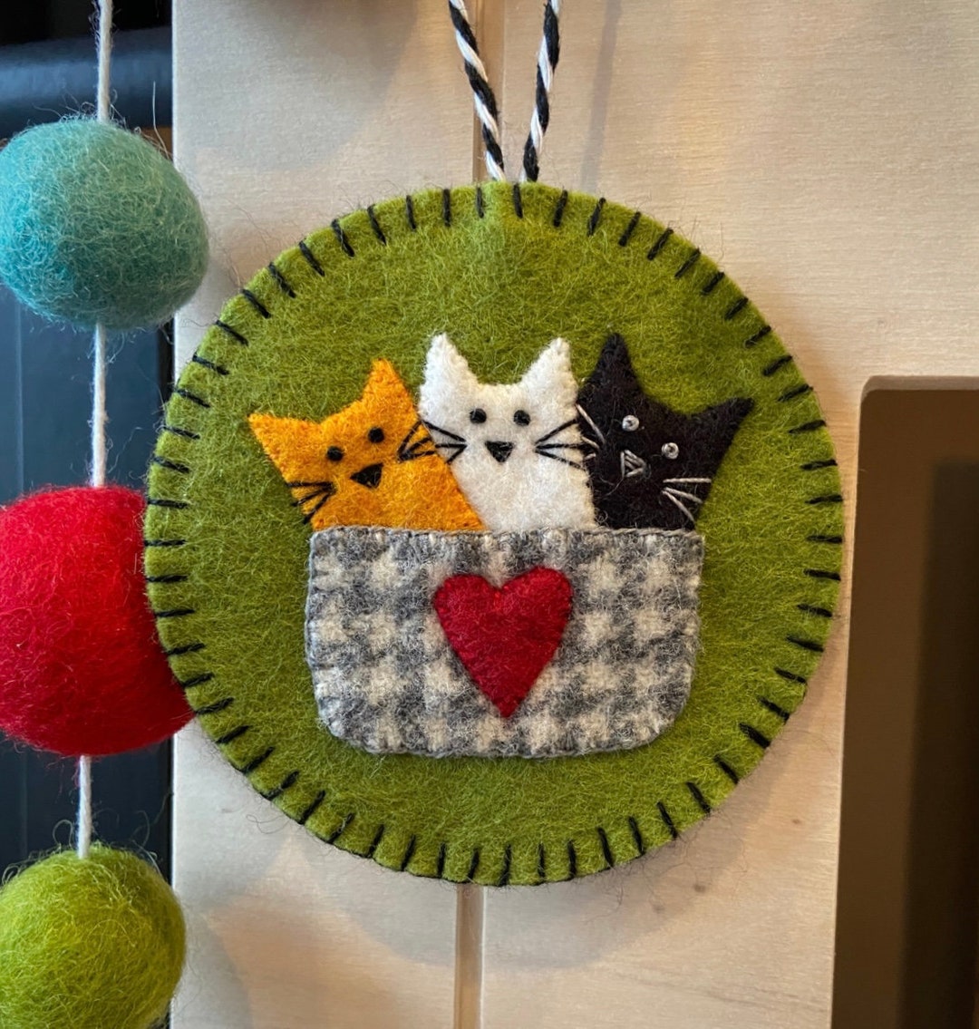 Cat Ornament Magnet Wool Felt Kitty Kitten Wool Felt - Etsy