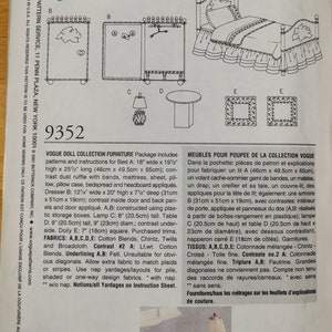 Vintage 2001 Vogue Pattern 9352 Doll Bedroom Furniture - Etsy