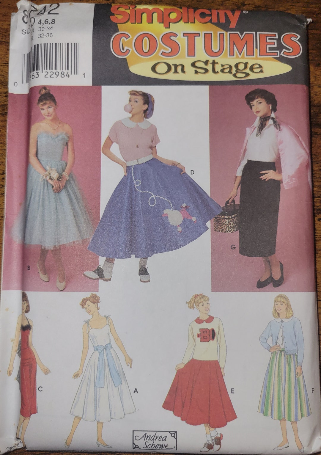 Simplicity Vintage 1999 1950s Costumes Pattern 8742 - Etsy