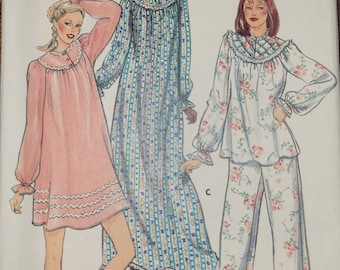 Vintage Butterick 5659 Adult Pajama Nightgown Sewing Patterns - Choose ...