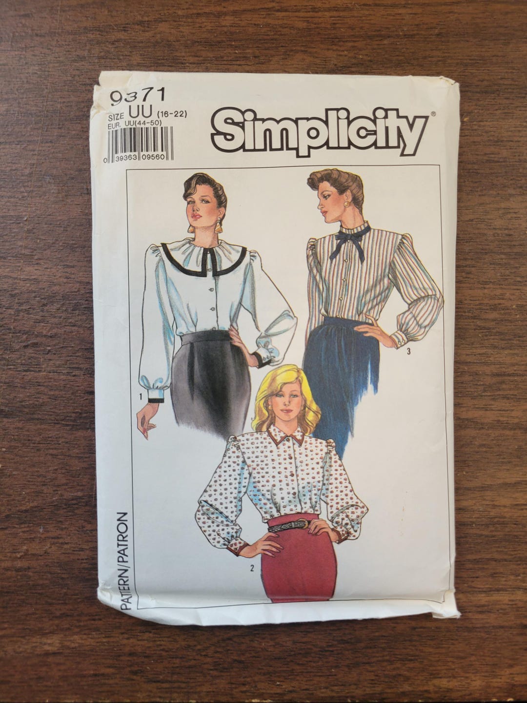 Simplicity Vintage 1989 Blouse Pattern 9371 - Etsy