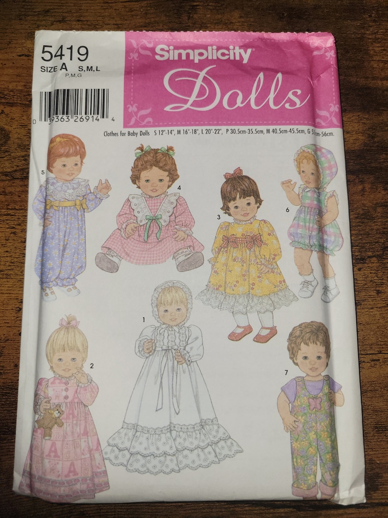 Vintage 2003 Simplicity Pattern 5419 Baby Doll Outfits - Etsy