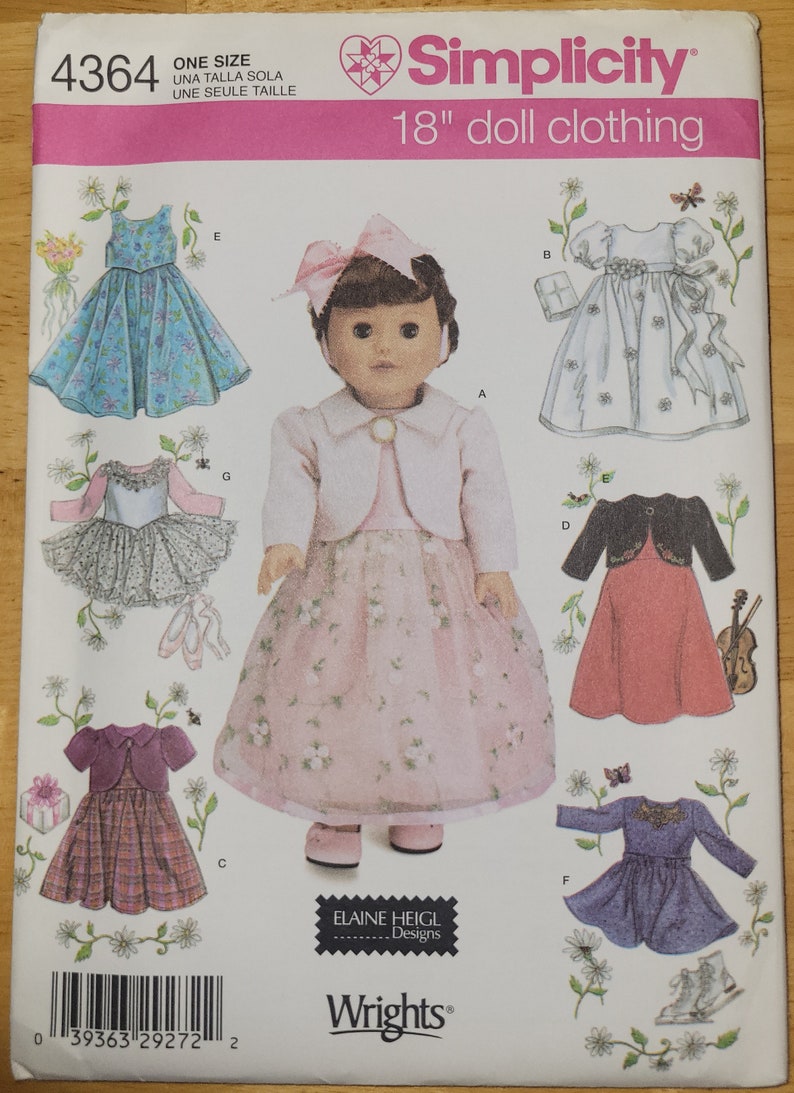 Simplicity Pattern 4364 Doll Dresses From 2005 - Etsy