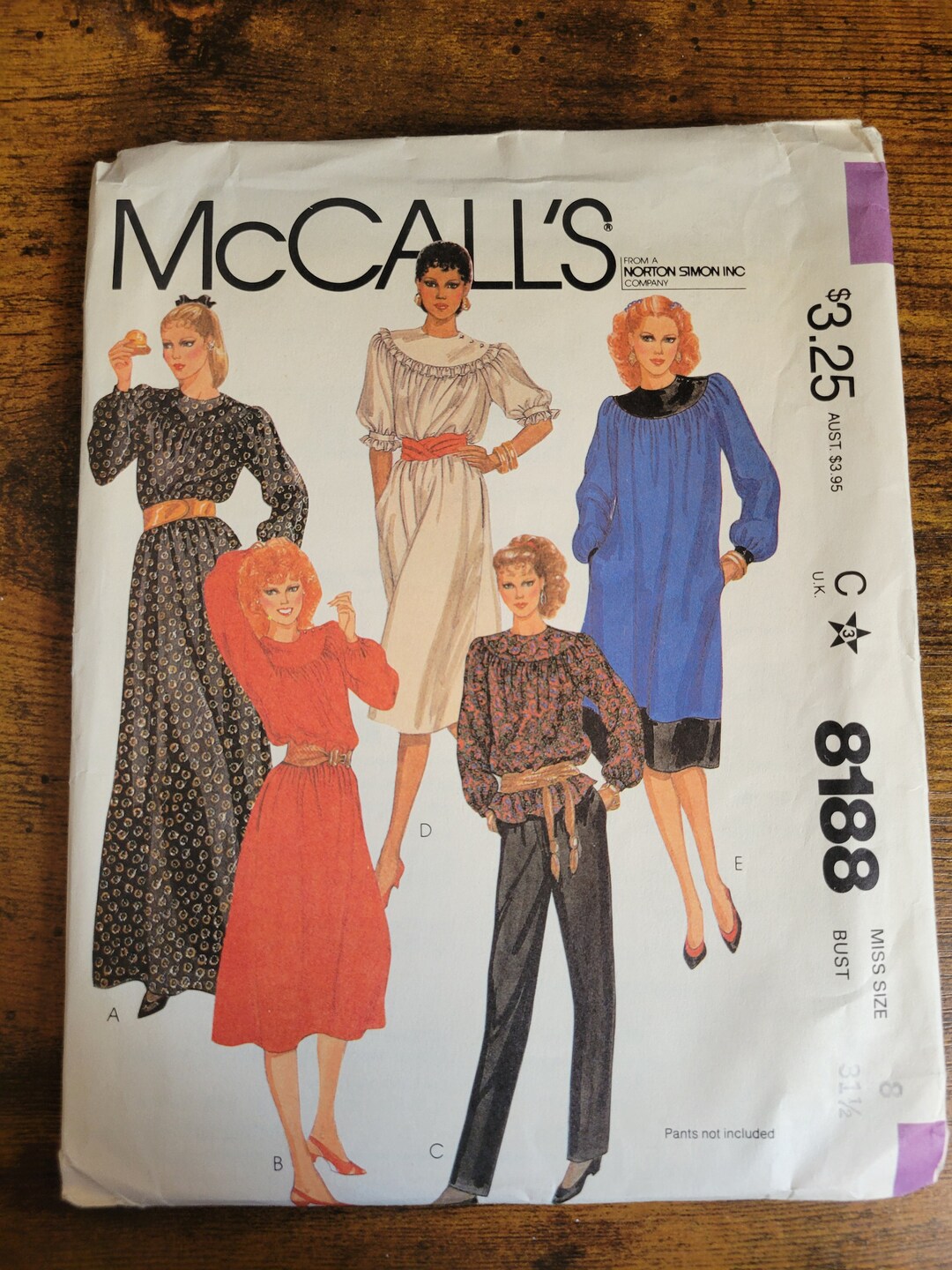 Mccall's Vintage 1982 Dress & Top Pattern 8188 - Etsy
