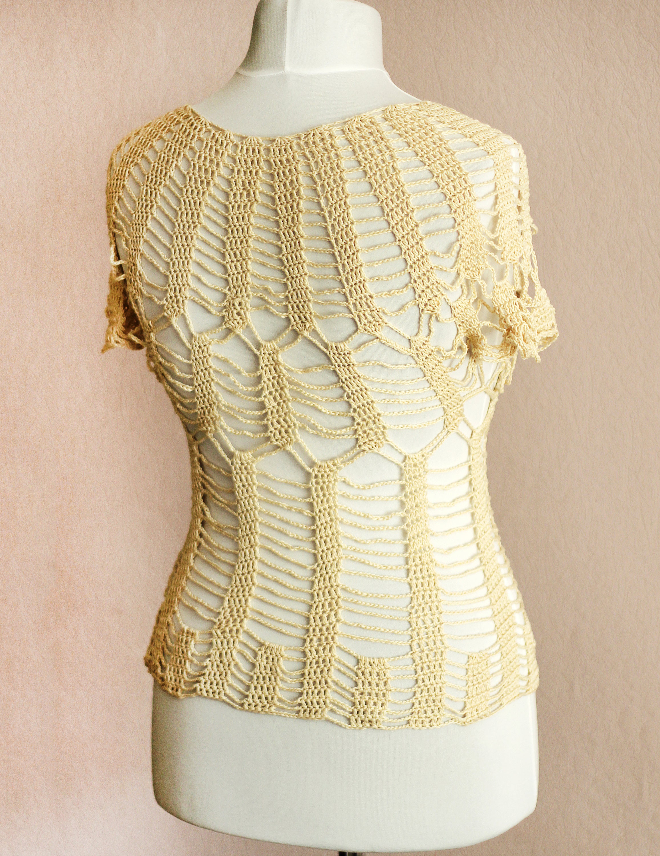 Ivory Lace Top / Hand Crochet Top / White Bat Sleeve Shirt / - Etsy