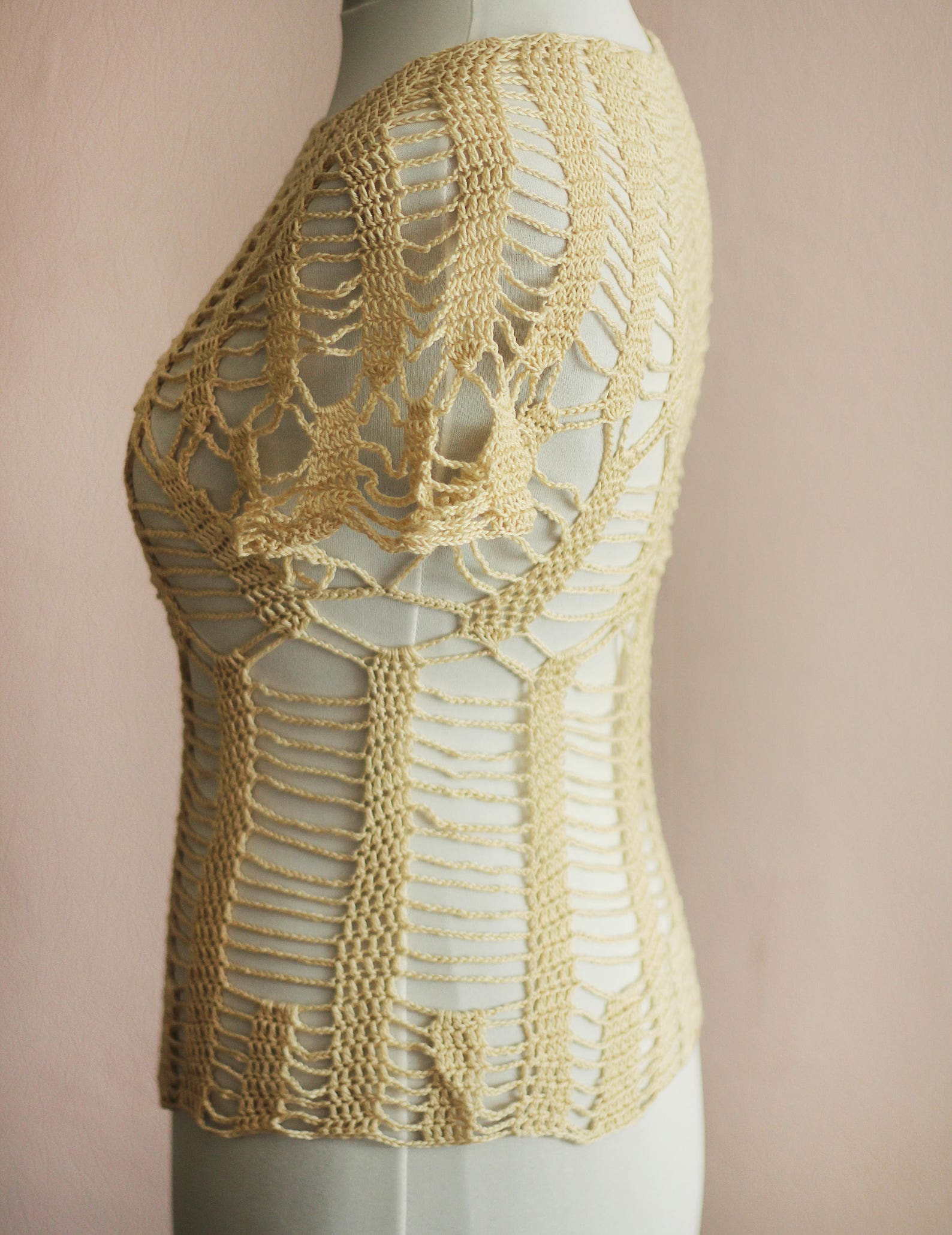 Ivory Lace Top / Hand Crochet Top / White Bat Sleeve Shirt / - Etsy