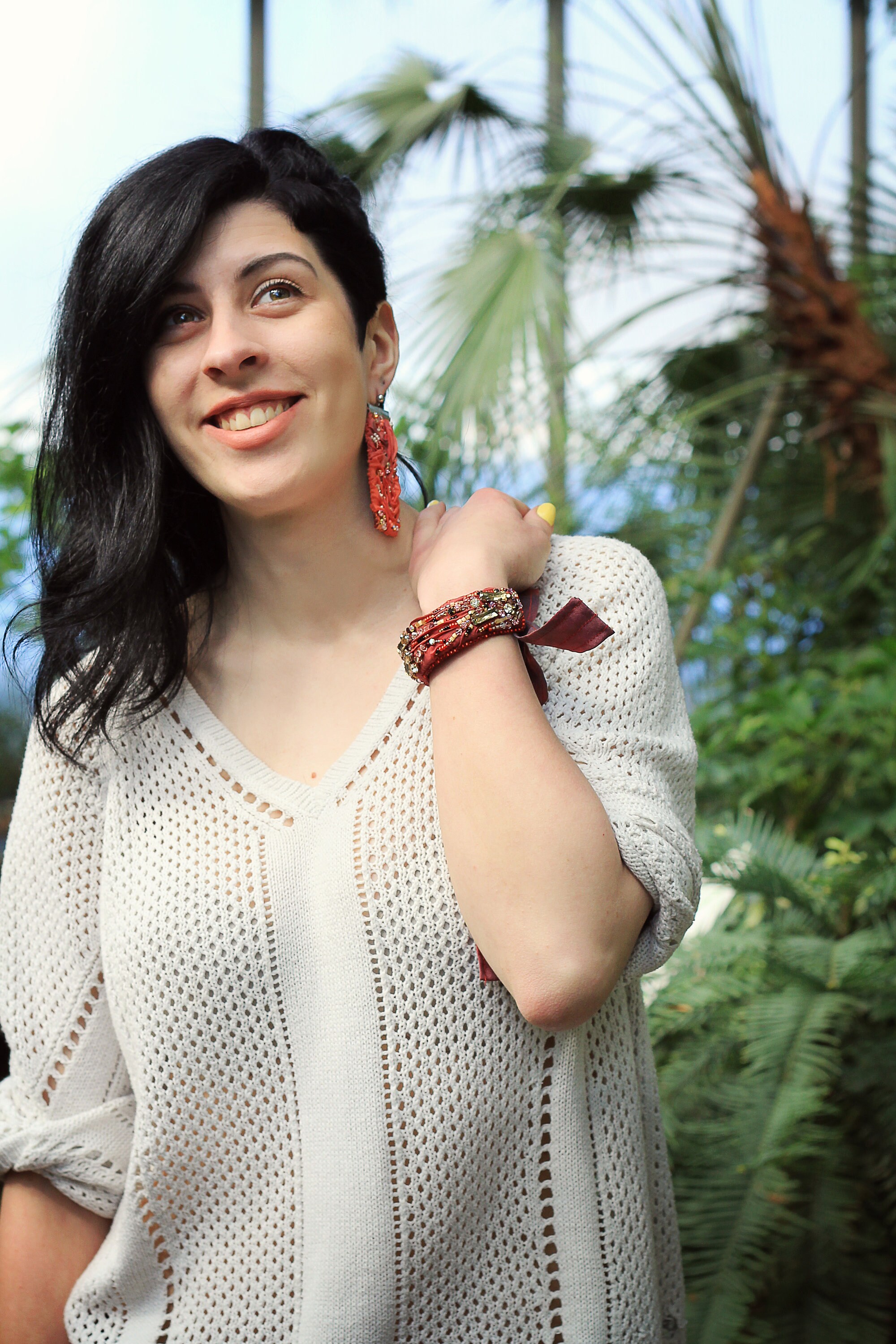 Red Silk Bracelet / Crystal Embroidered Silk Bracelet / Stand Out ...