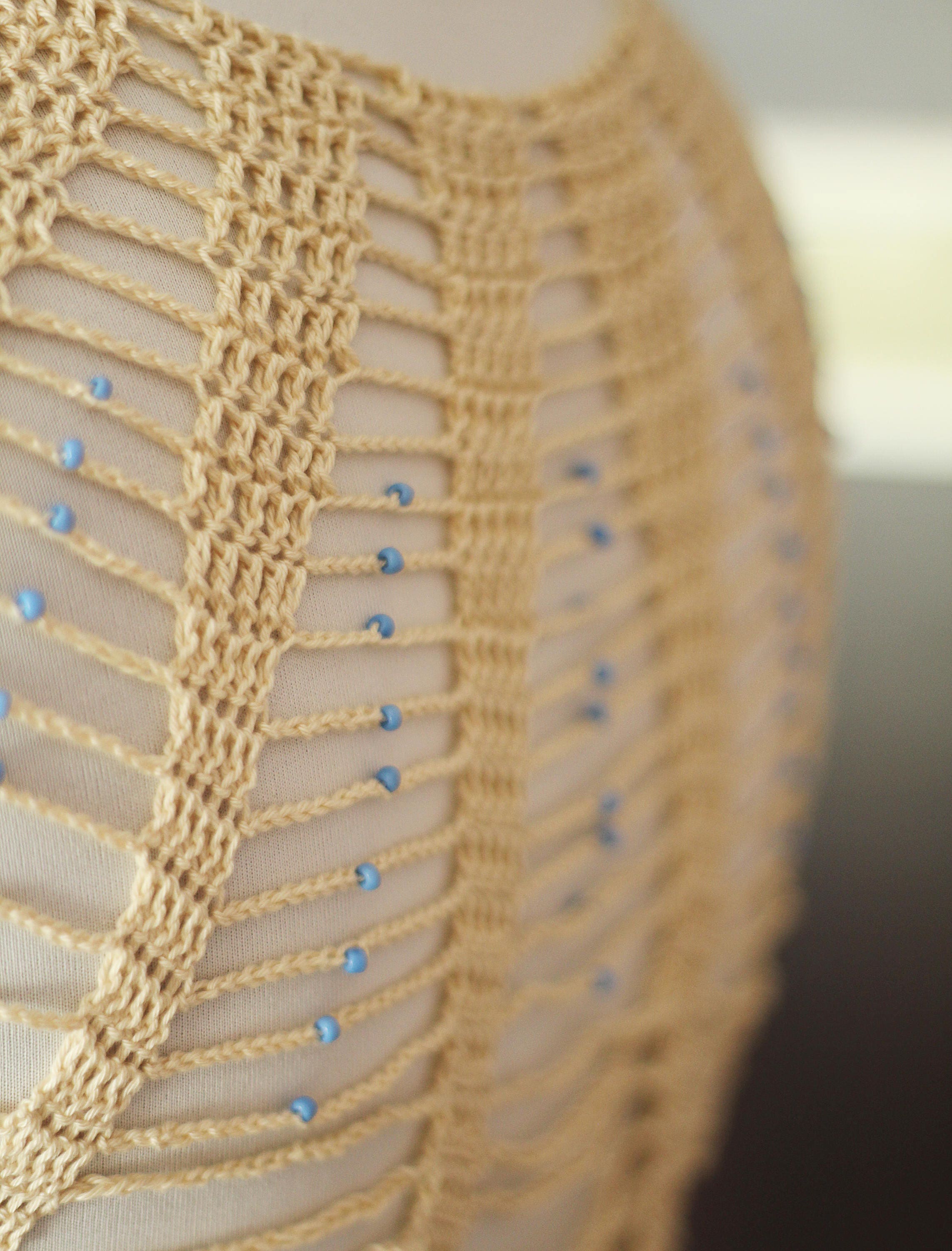 Beige Lace Blouse / Beaded Crochet Top / Summer Cotton - Etsy