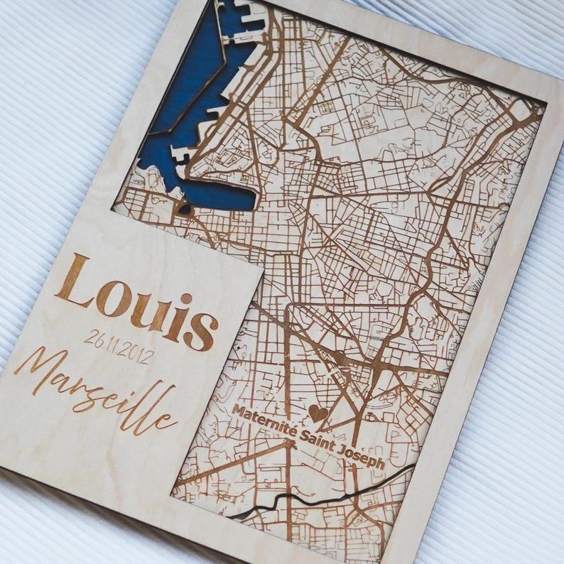 Personalized Baby Birthplace Wooden Map Custom Engraved Place of Birth ...