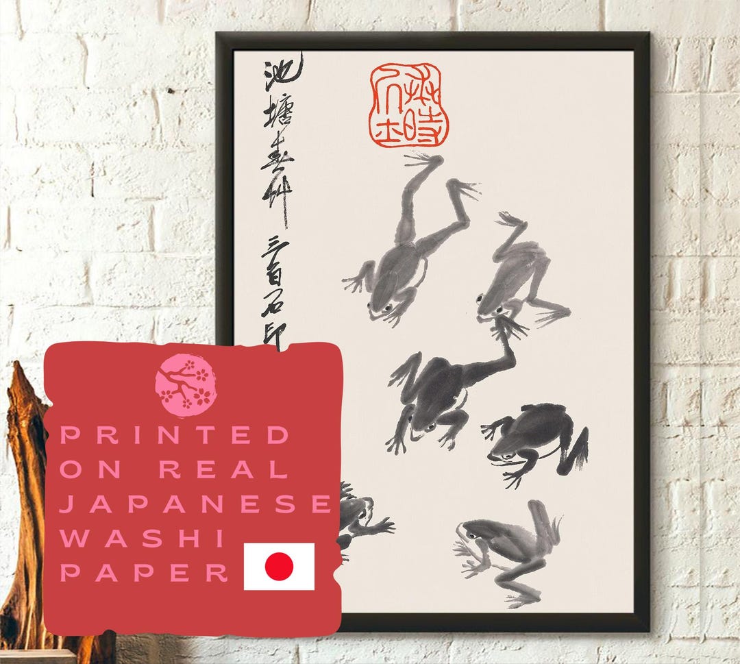 Japan Art Matsumoto Hoji Frog Flying Frogs Art Print Japanese Woodblock ...