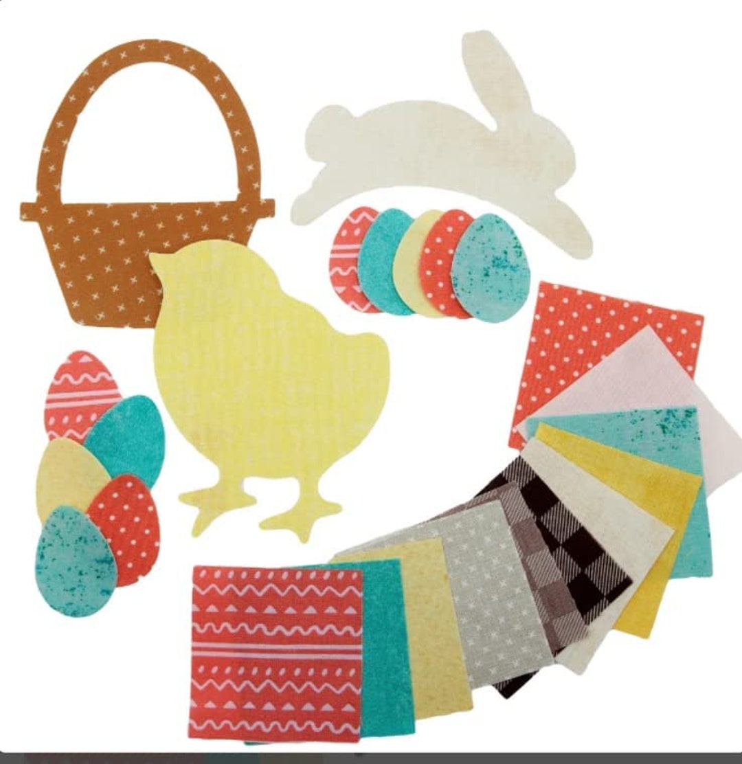 Easter Quilting Fabric Mini Charm Pack With Iron-on Bunny, Chick ...