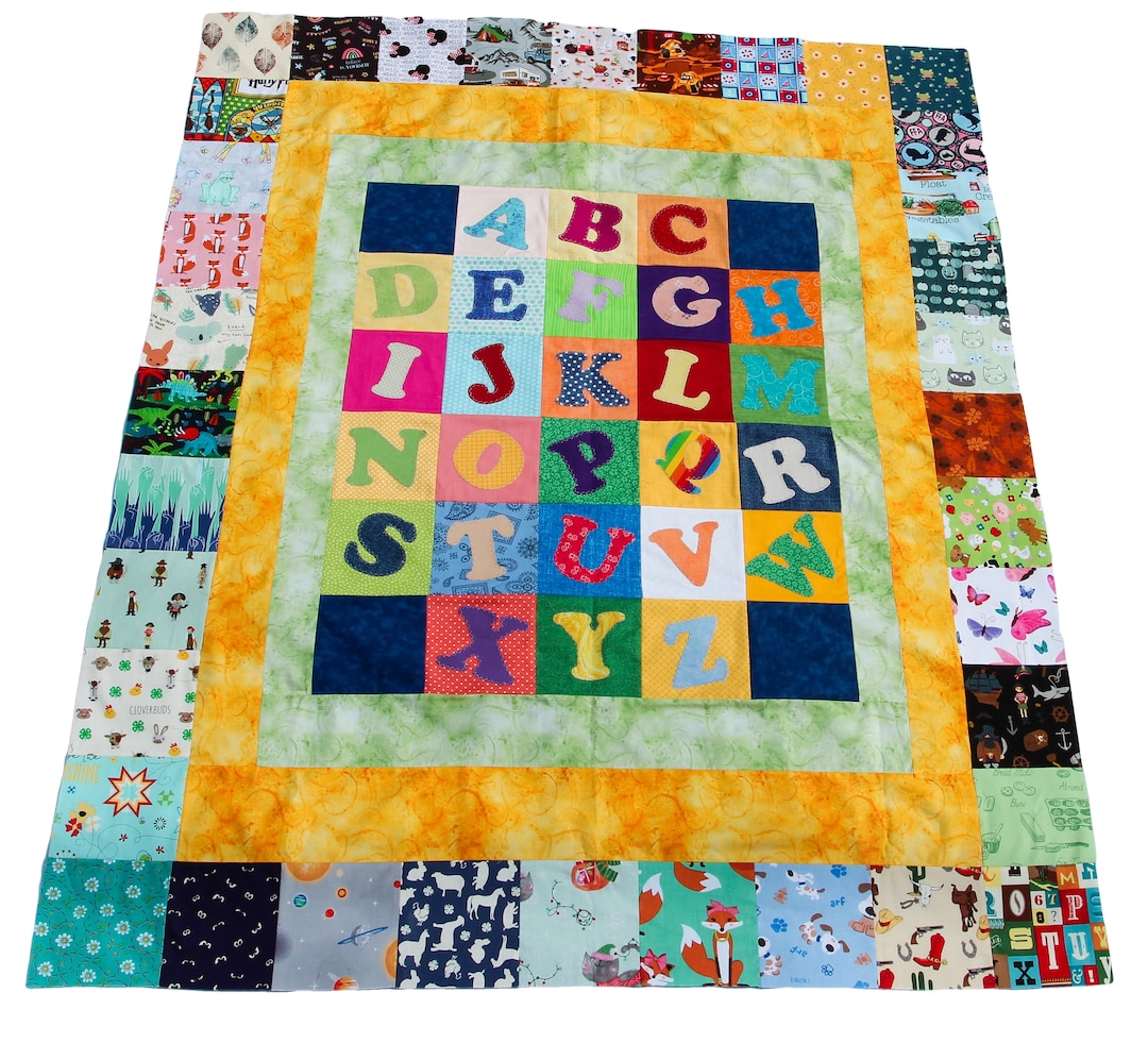 Alphabet Baby Quilt Kit, Colorful Patchwork Design With A-Z Letters ...