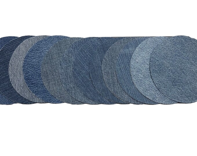 6-inch Denim Circles, 25 Pieces, Die Cut, Mixed Blue Shades, Quilt ...