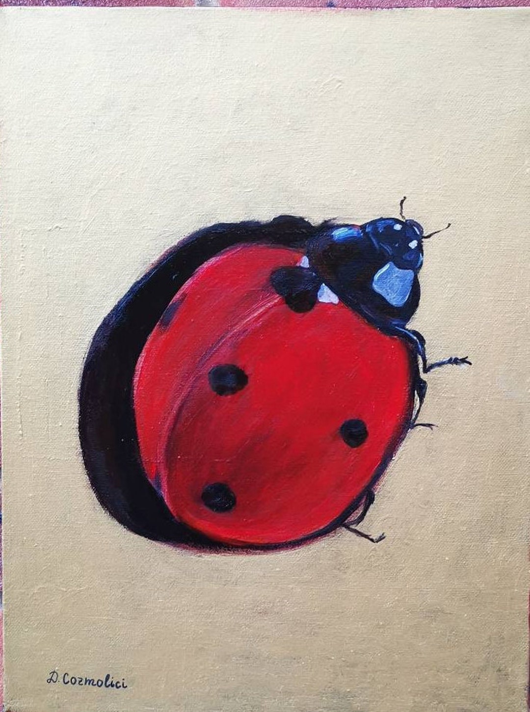 Ladybird Painting, Original Oil and Acrylic Painting, Oil and Acrylic ...