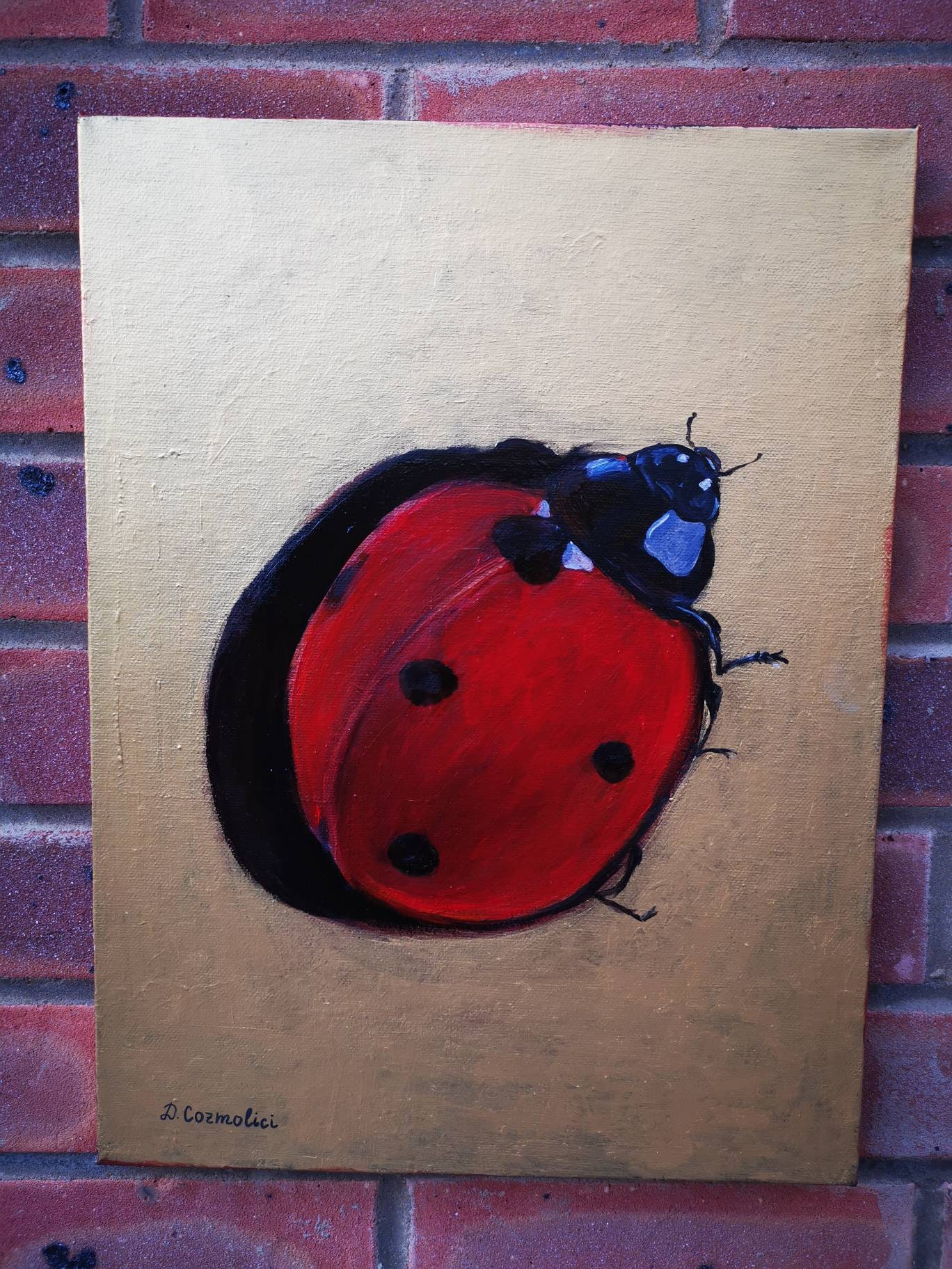 Ladybird Painting, Original Oil and Acrylic Painting, Oil and Acrylic ...