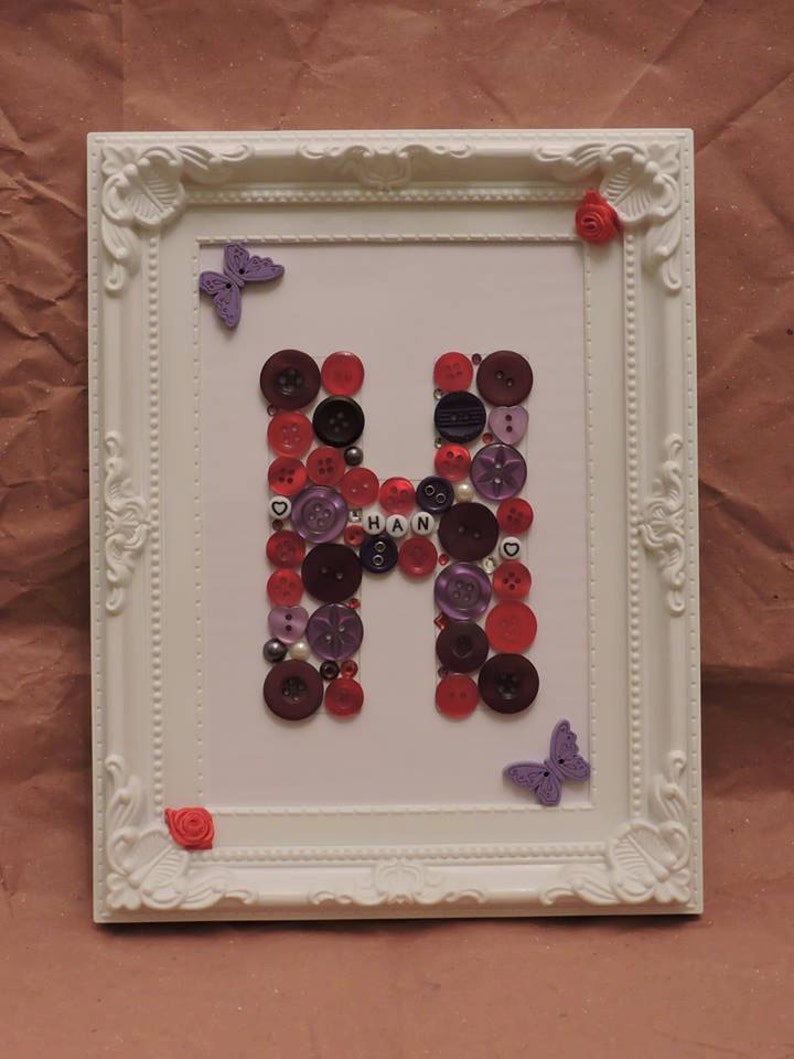 Personalised Button-art Letters on Frame or Canvas - Etsy