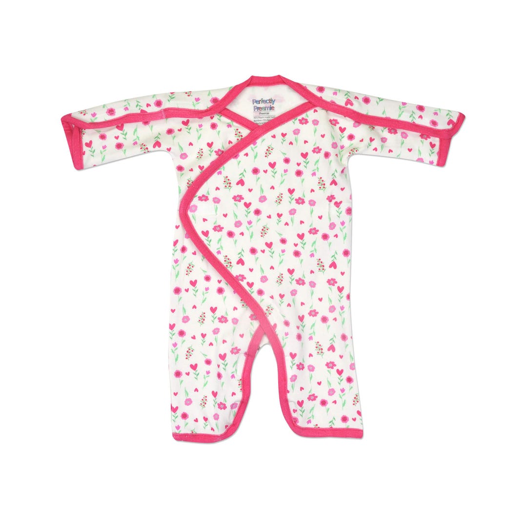 Hearts Floral L/S Nic-jumpsuit - Nicu-friendly Preemie Clothes for Your ...