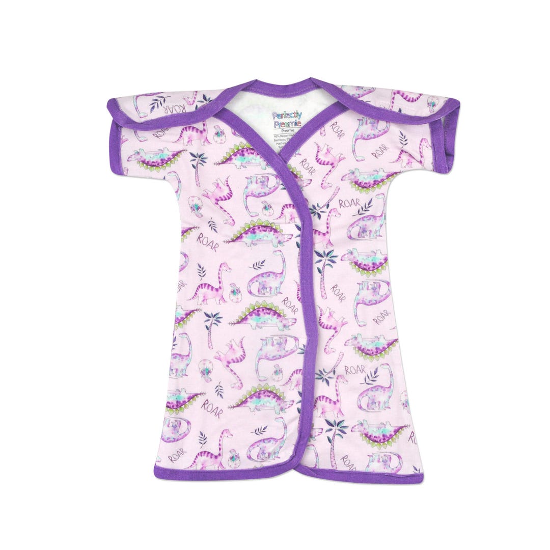 Purple Roar Bamboo NICU Gown—nicu-friendly Preemie Clothes for Your ...