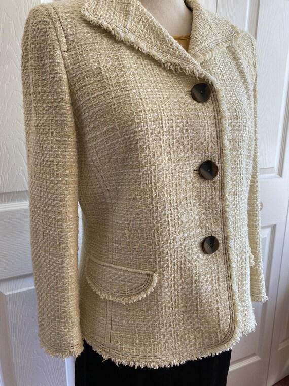 Sigrid Olsen Collection Tweed Jacket Cream Colored Si… - Gem