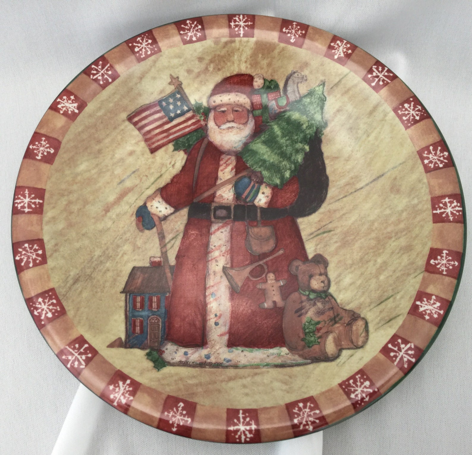 Christmas Dessert Plate, Country Santa Collection by Susan Winget ...