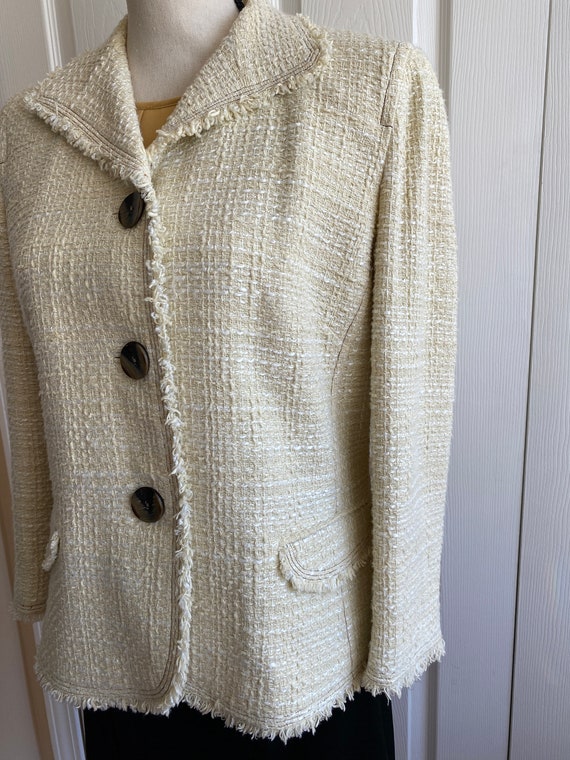 Sigrid Olsen Collection Tweed Jacket Cream Colored Si… - Gem