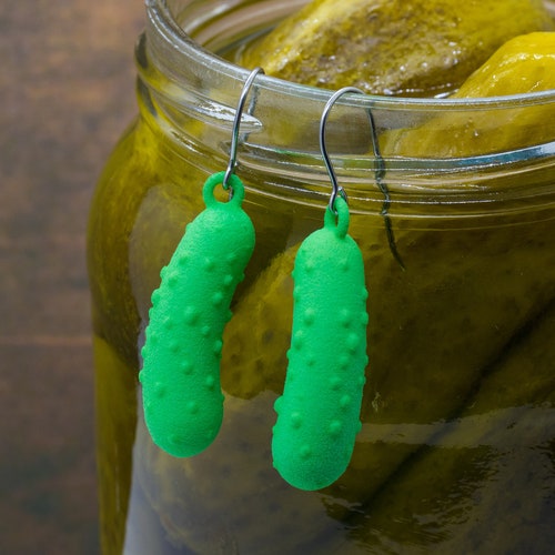 Pickle Earrings 3D Printed Miniature Food Jewelry for Pickle - Etsy