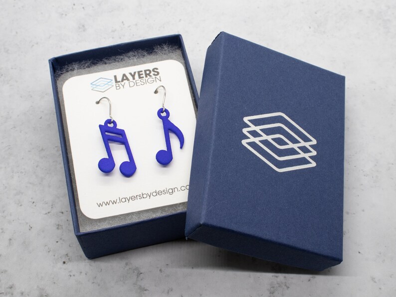 Music Note Earrings 3D Printed Eighth and Sixteenth Notes for | Etsy