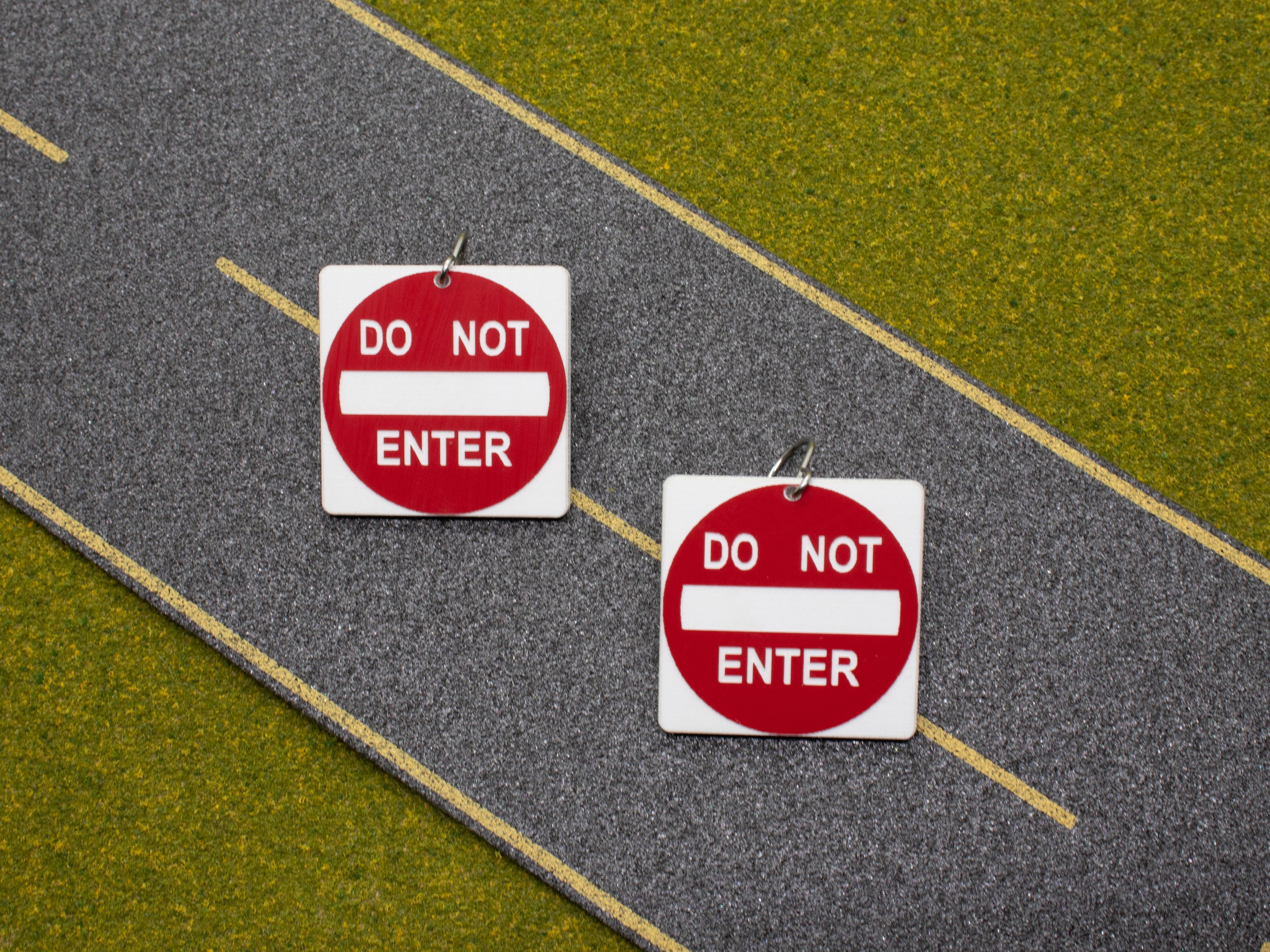 Do Not Enter Road Sign Earrings: Traffic Sign Laser-cut & Laser-etched ...