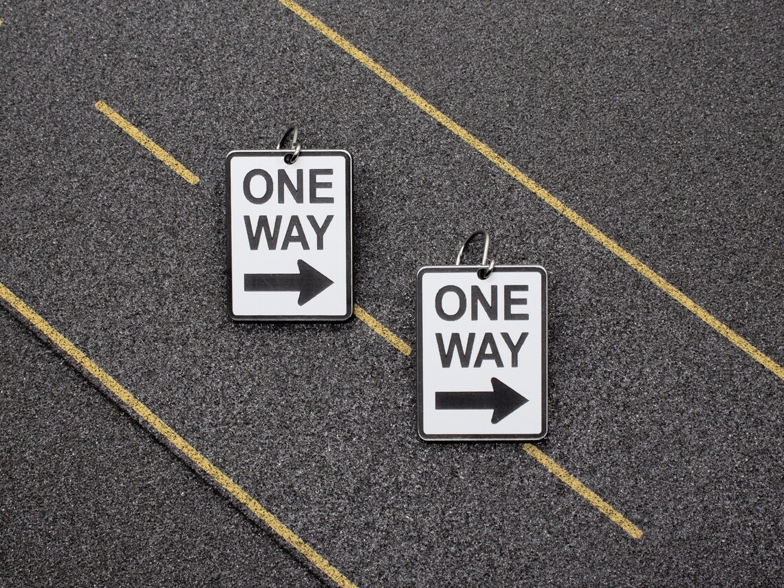 One Way Road Sign Earrings, Laser-cut & Laser-etched Acrylic - Etsy