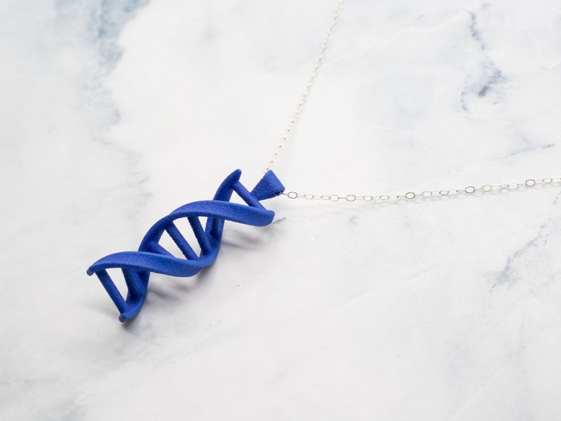 DNA Strand Pendant: 3D Printed Blue Nylon With Sterling Silver Chain - Etsy