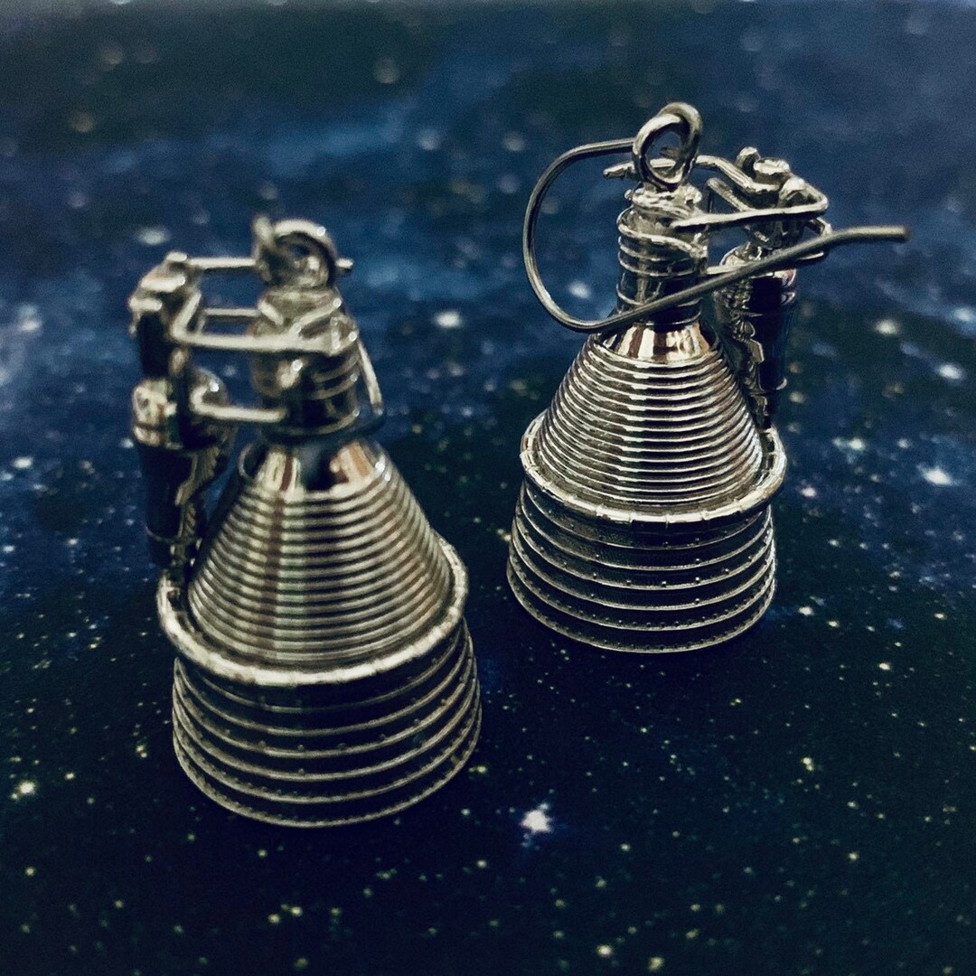 Rocket Engine Earrings, 3D Printed Jewelry, F-1 Saturn V Rocket Engines ...