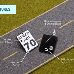 Speed Limit Road Sign Earrings, Laser-cut & Laser-etched Acrylic - Etsy