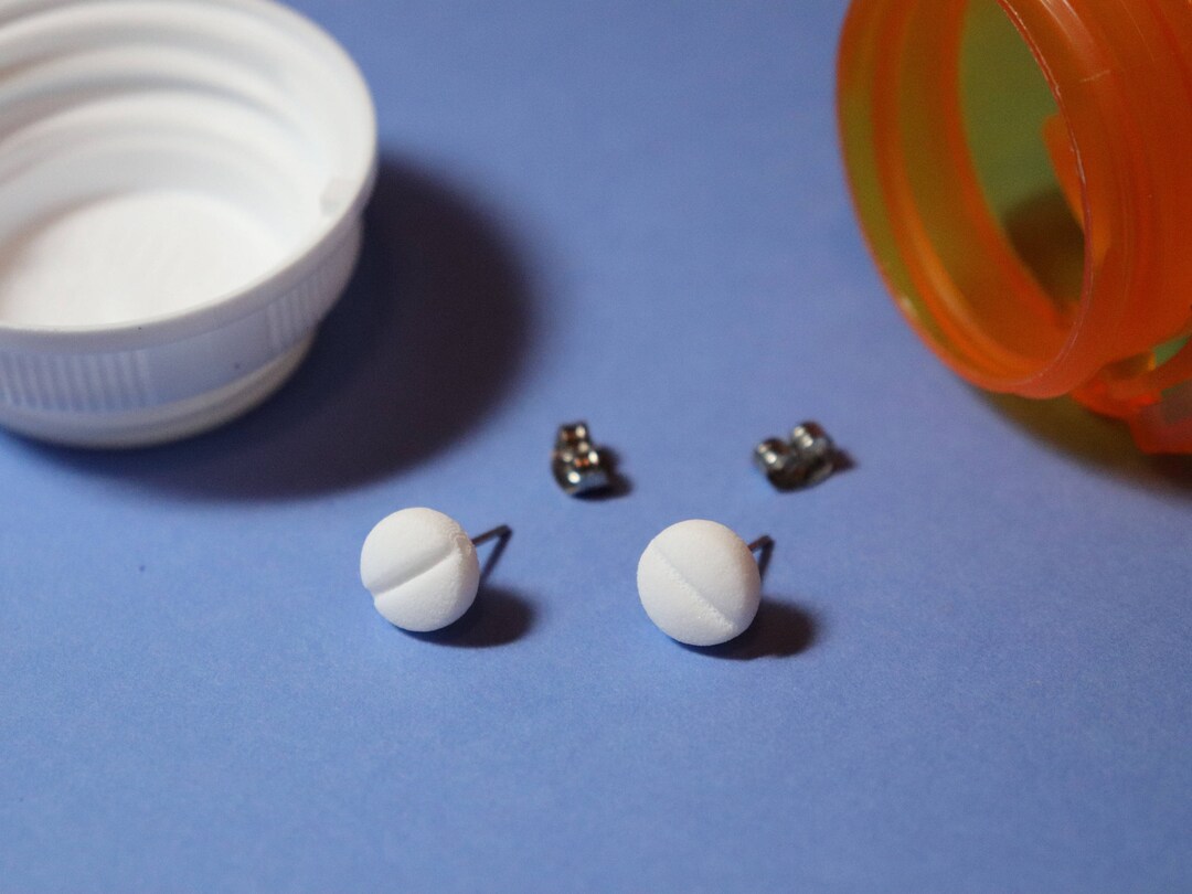Chill Pill Earrings, 3D Printed Faux Prescription Drug Jewelry - Etsy