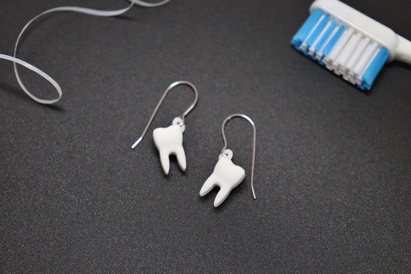 Molar Teeth Dangle Earrings: 3D Printed White Nylon Gift for Dentist ...