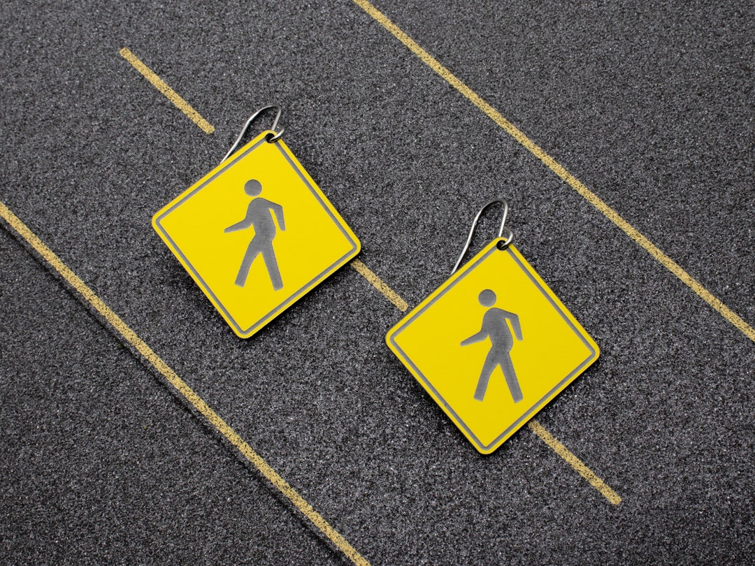 Pedestrian Crossing Traffic Road Sign Laser-cut & Laser-etched Acrylic ...