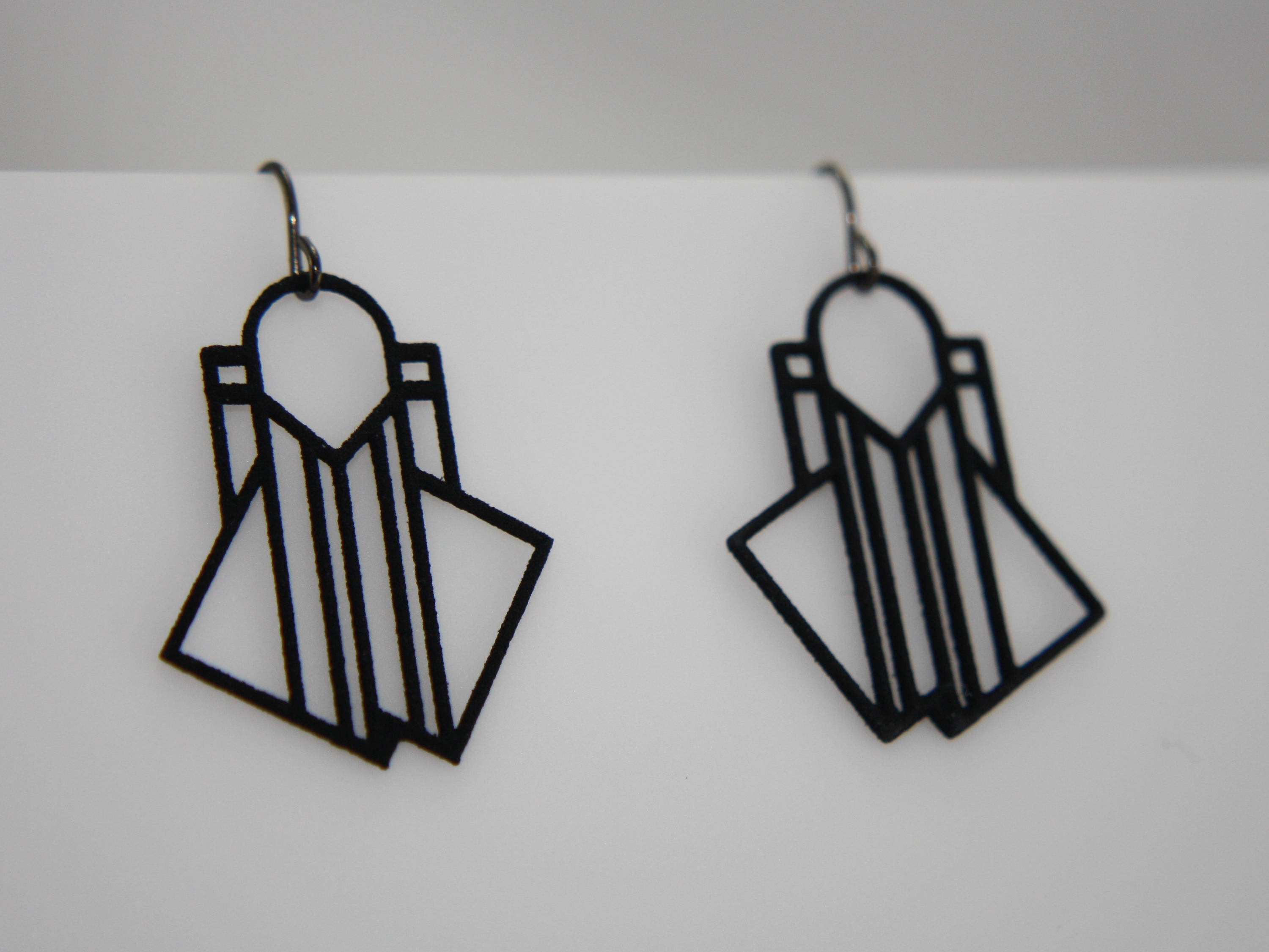 A Little Off-center Earrings: 3D Printed Black Nylon Art Deco Design ...