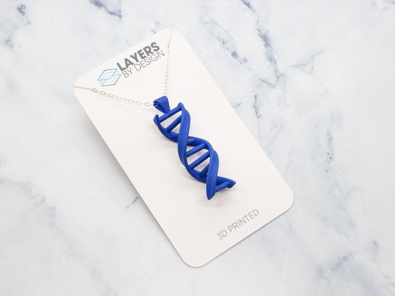 DNA Strand Pendant 3D Printed Blue Nylon With Sterling | Etsy