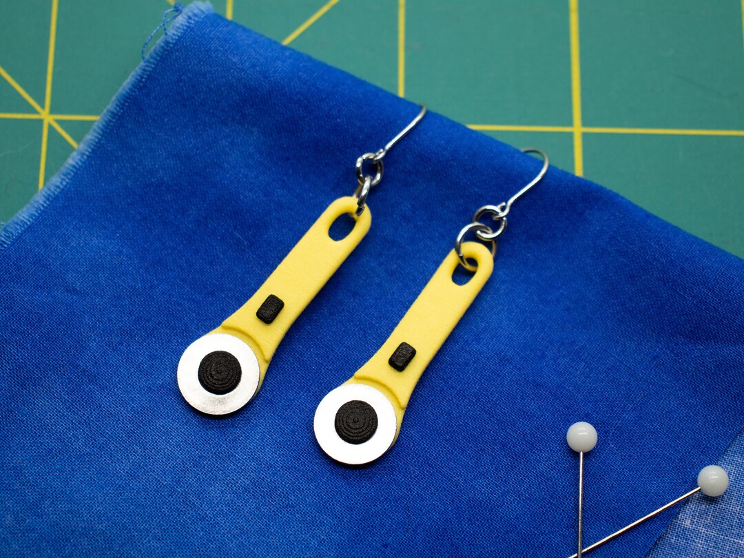 Rotary Cutter Earrings With Spinning Blade, 3D Printed in Nylon Gift ...