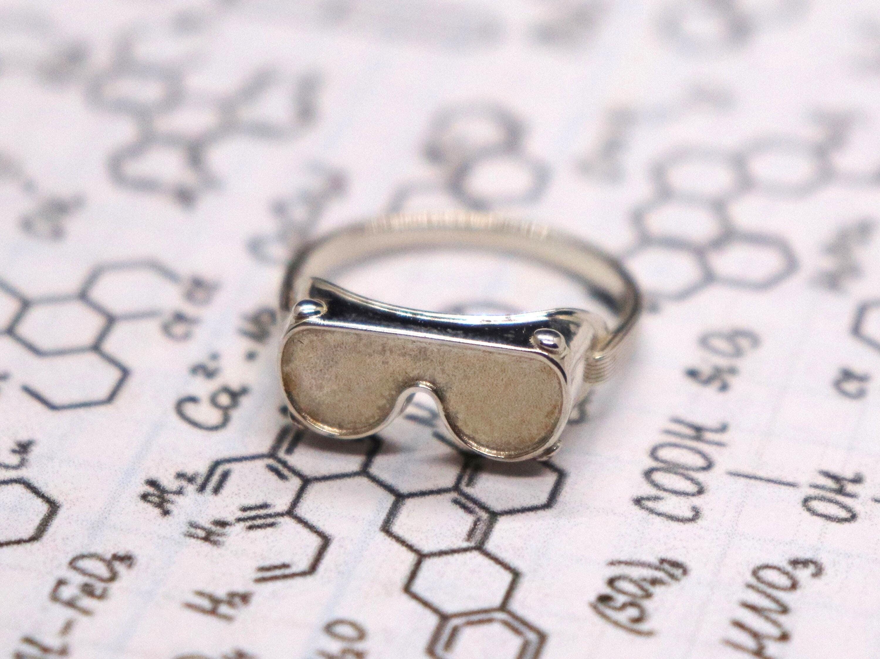 Safety Goggle Ring: 3D Printed Sterling Silver Scientist Gift, MADE TO ...