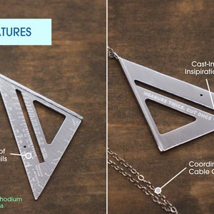 Carpenter Speed Square Pendant, 3D Printed Construction Jewelry, Diyer ...