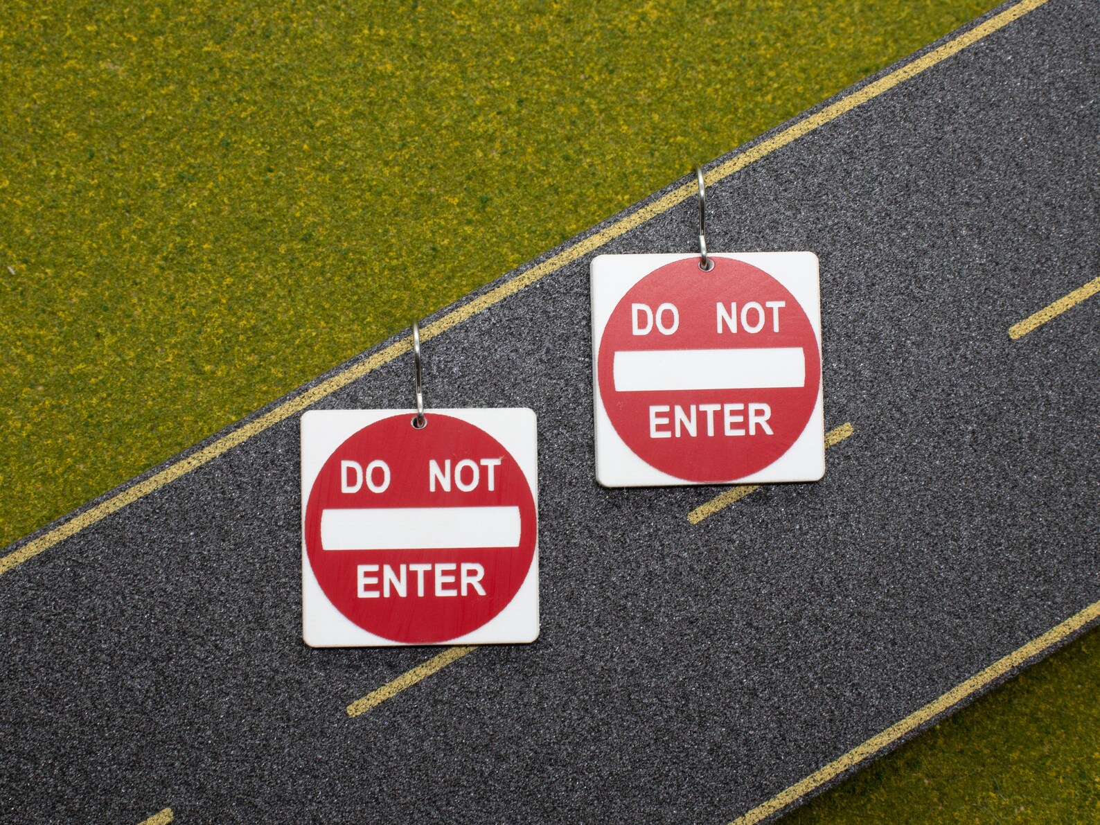 Do Not Enter Road Sign Earrings: Traffic Sign Laser-cut & Laser-etched ...
