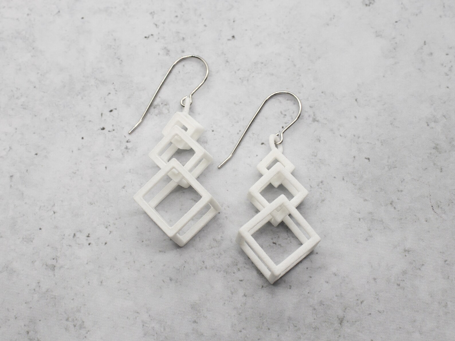 Cubic Cube Earrings: 3D Printed Nylon Geometric, Modern Jewelry for Her ...