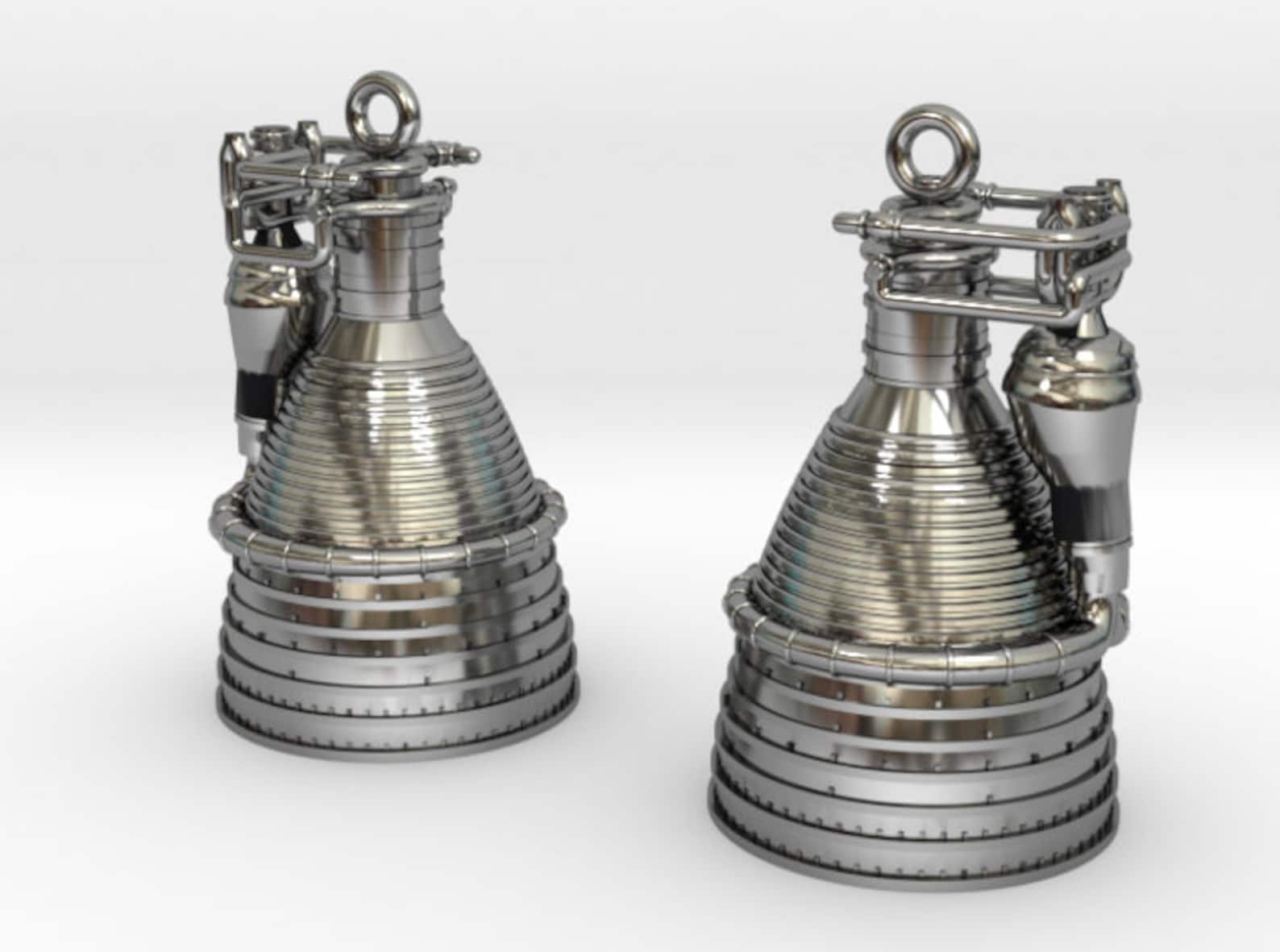 Rocket Engine Earrings 3D Printed Jewelry F-1 Saturn V | Etsy