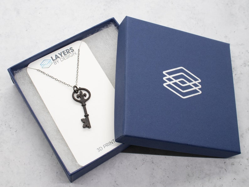 Kappa Key Pendant 3D Printed Black Steel & Sterling Silver | Etsy