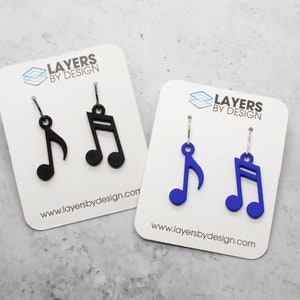 Music Note Earrings: 3D Printed Eighth Note and Sixteenth Note ...