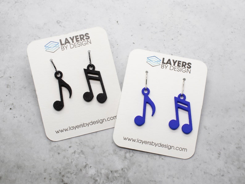 Music Note Earrings: 3D Printed Eighth Note and Sixteenth Note ...