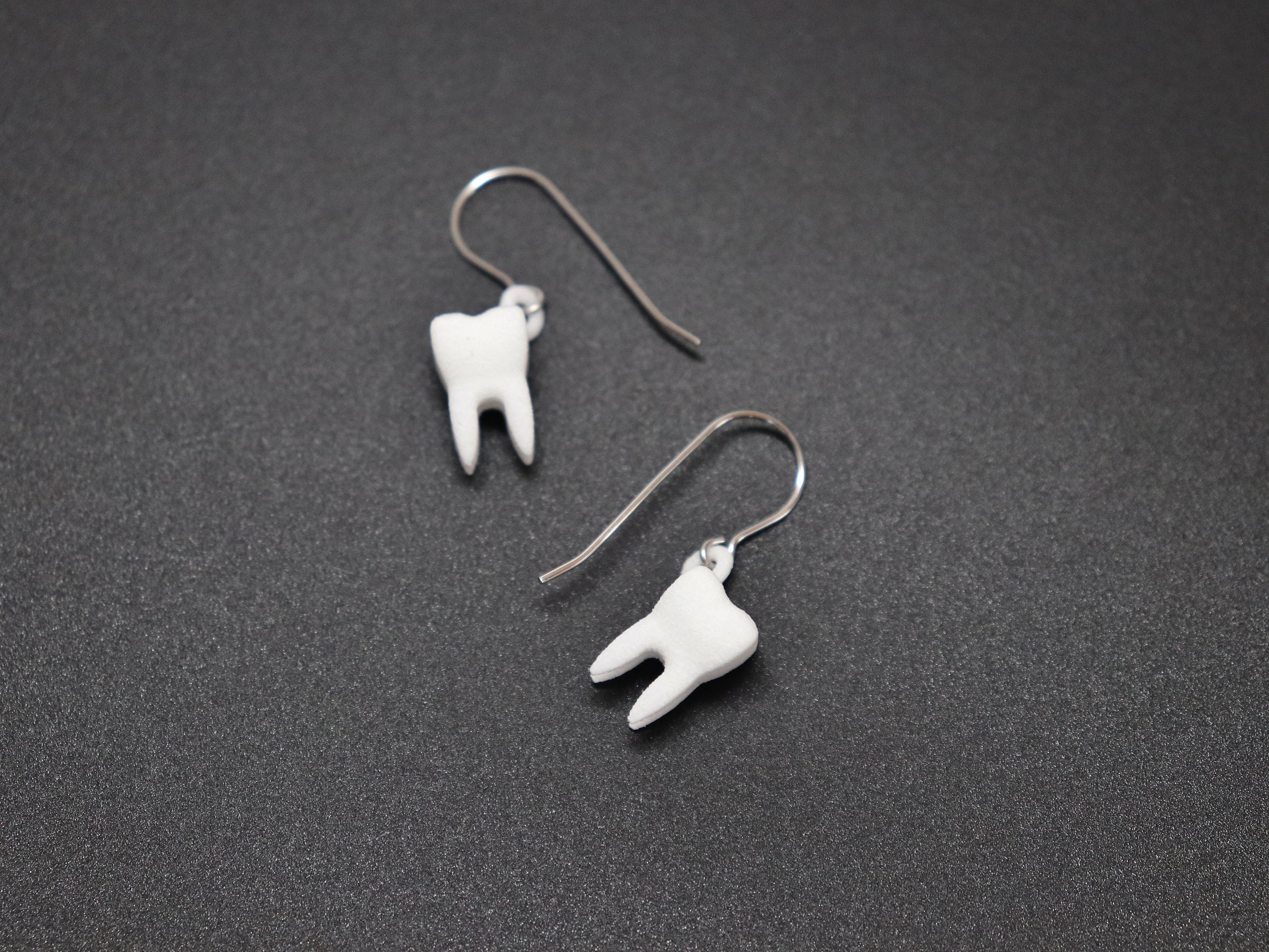 Molar Teeth Dangle Earrings: 3D Printed White Nylon Gift for Dentist ...