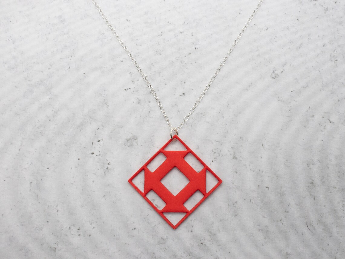 Churn Dash Quilt Block Pendant: 3D Printed Nylon Jewelry - Etsy